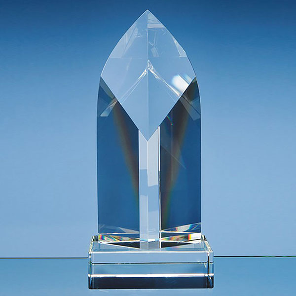 Engraved 20cm Optical Crystal Arch Award with Presentation Box