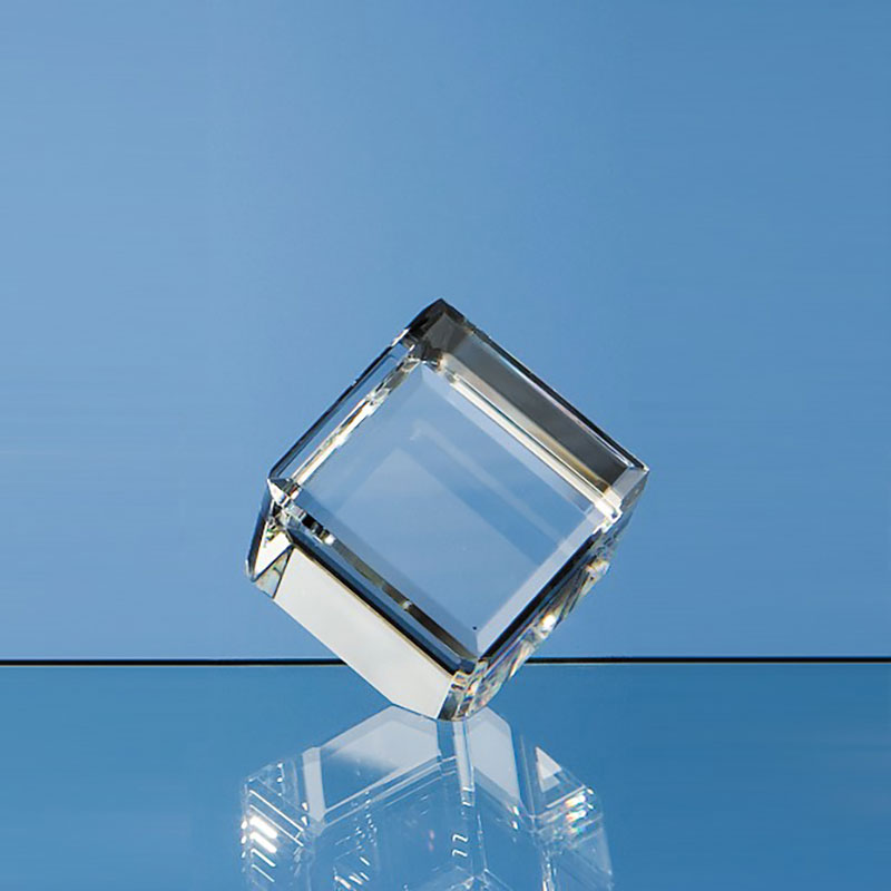 Engraved Optical Crystal 5cm Cube Award with Presentation Box