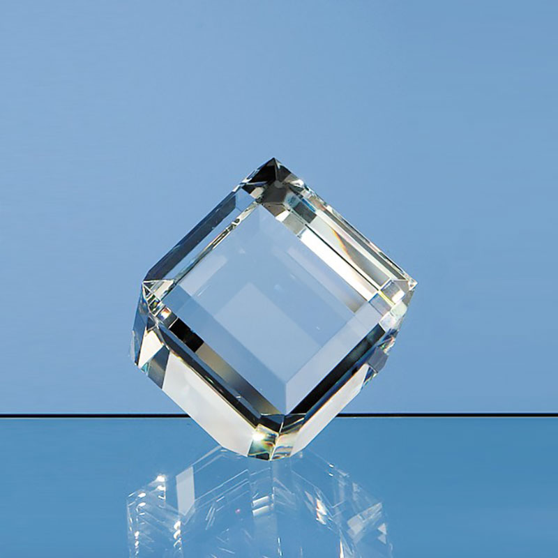 Engraved Optical Crystal 6cm Cube Award with Presentation Box