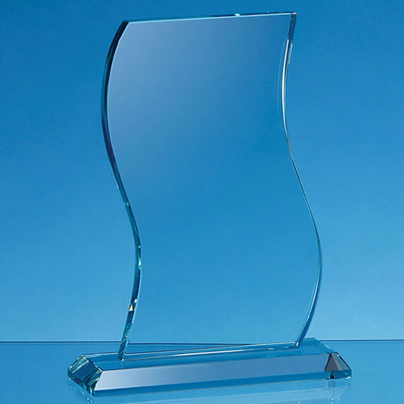Jade Glass Wave Shape Plaque 20.5x13cm