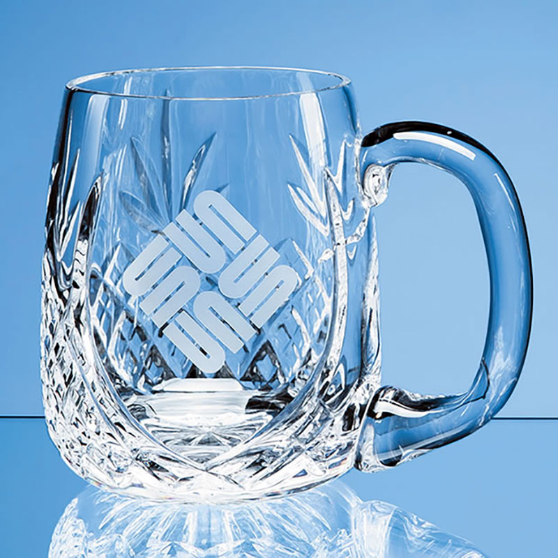 Engraved Lead Crystal Panel Barrel Shape Tankard