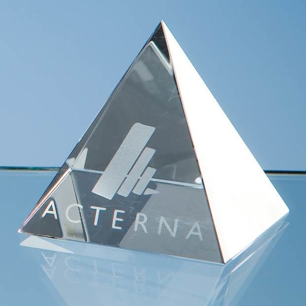 Optical Crystal 4 Sided Pyramid 6.5cm Tall