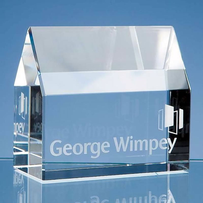 10cm Optical Crystal House Shape Award