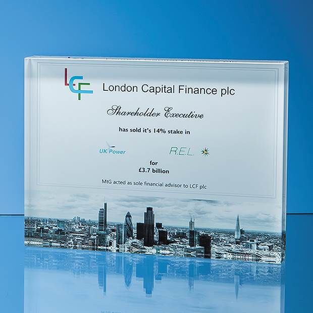 Optical Crystal Rectangular Awards Plaque 200x150mm